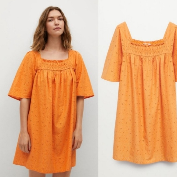 Mango | Dresses | Mango Baby Doll Orange Dress | Poshmark